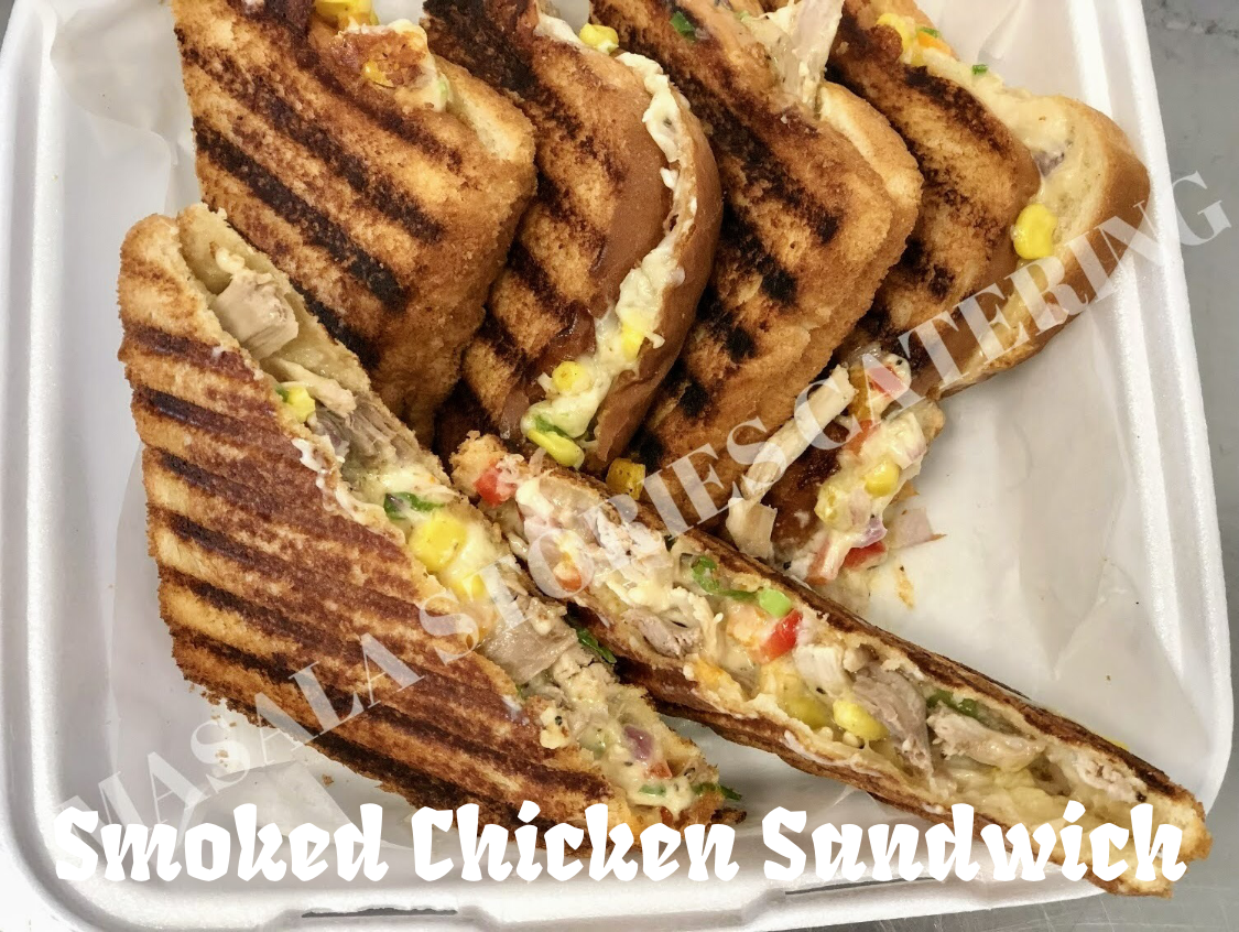 SMOKED CHICKEN SANDWICH - 2 Triangles | Masala Stories Catering